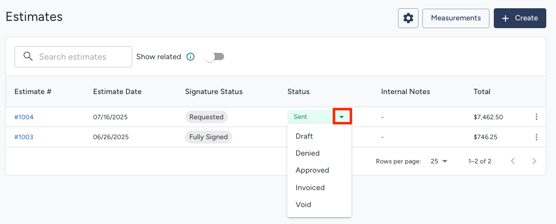 How Can I Update Estimate Statuses?